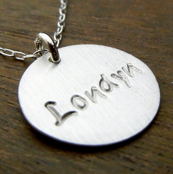 Silver Name Necklace Sterling Silver Charm Necklace Hand | Etsy