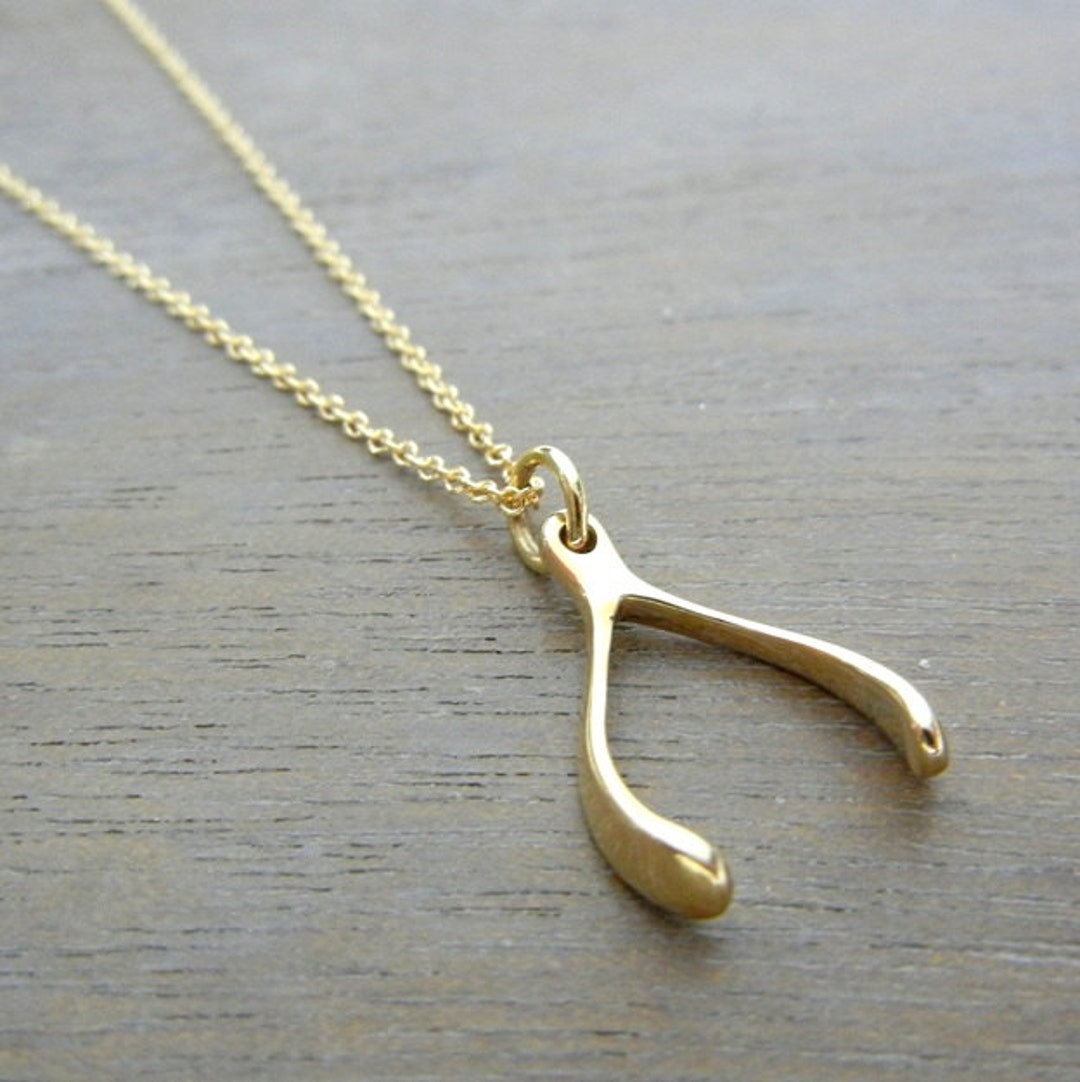 WISHBONE Necklace | Gold Wishbone | Bronze Charm Necklace | Bronze ...