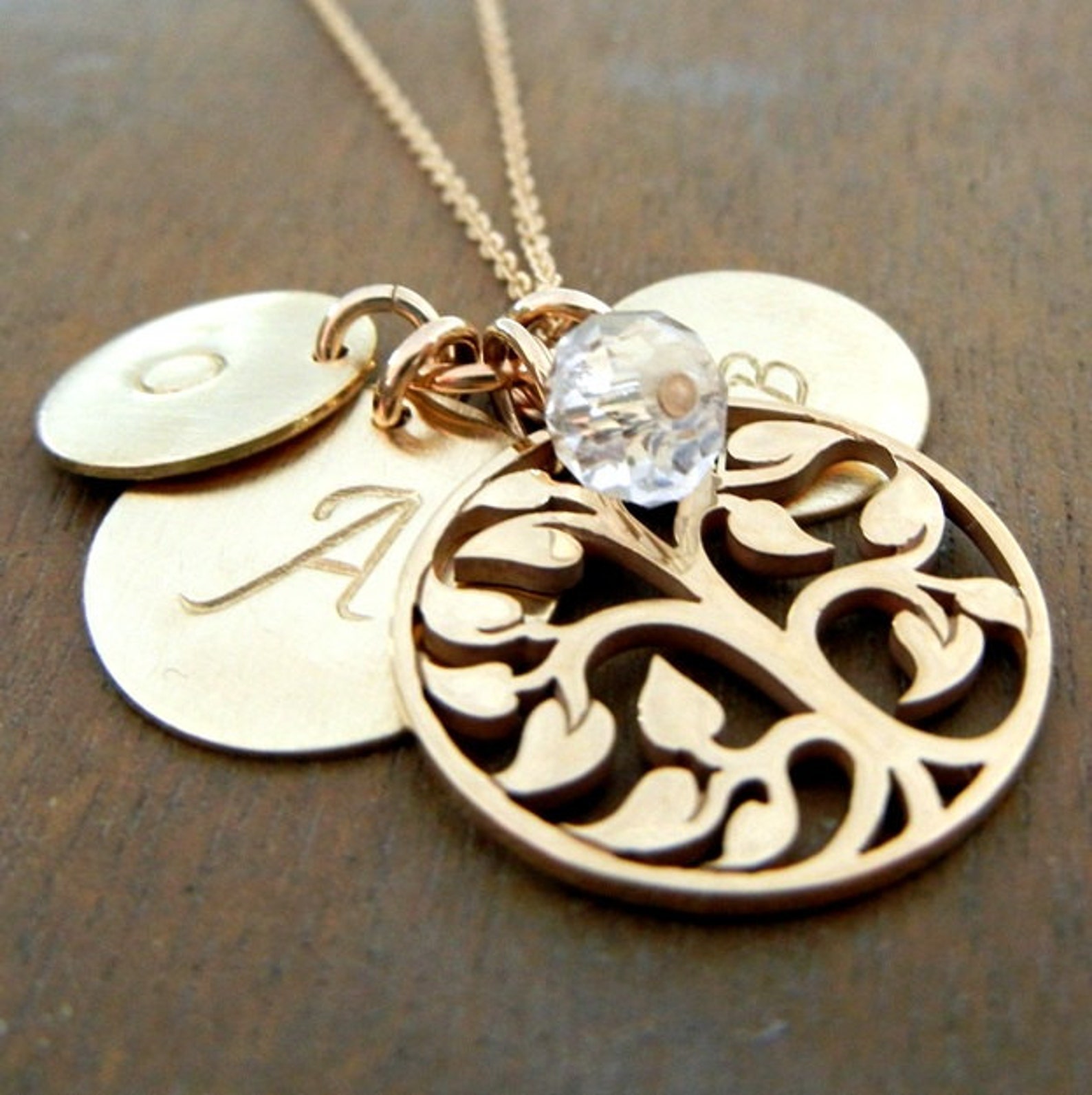 Family Tree Necklace Gold Bronze Family Tree Charm - Etsy