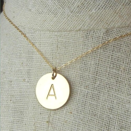 Gold Initial Necklace Gold Letter Necklace 14K Gold Filled - Etsy