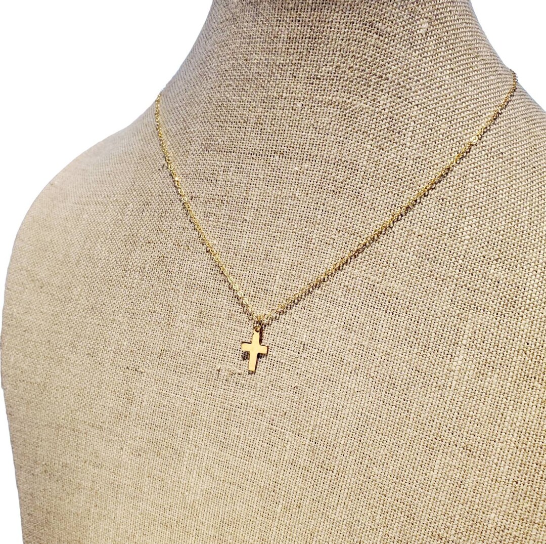 Simple Gold Cross Necklace, 14K Gold Filled Christian Cross Charm ...