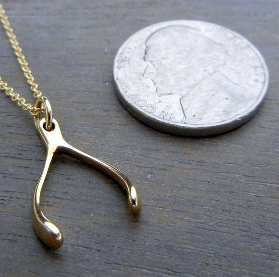 WISHBONE Necklace | Gold Wishbone | Bronze Charm Necklace | Bronze ...
