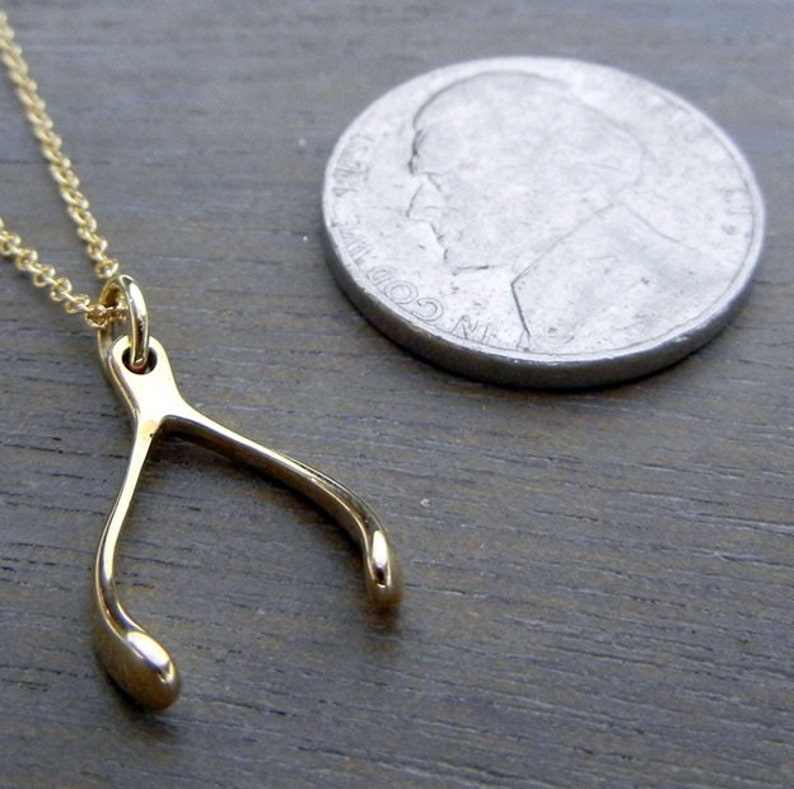 WISHBONE Necklace Gold Wishbone Bronze Charm Necklace - Etsy