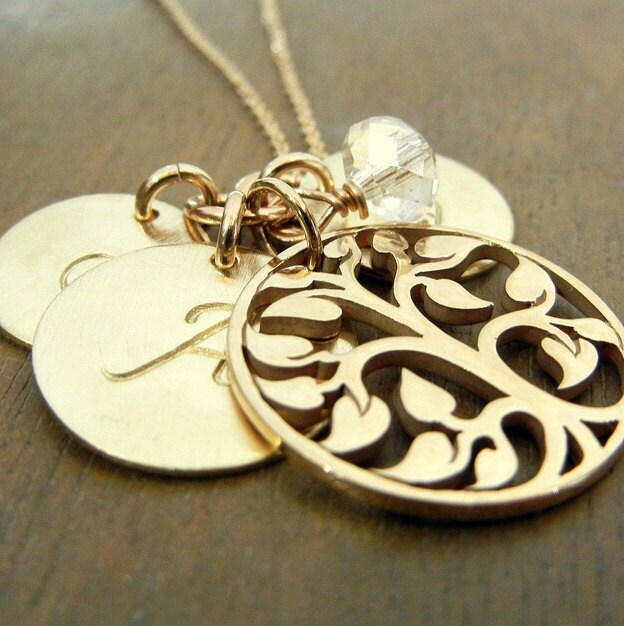 Family Tree Necklace Gold Bronze Family Tree Charm - Etsy