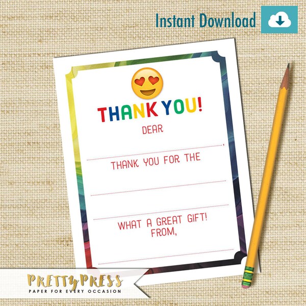Emoji Thank You Card - Etsy