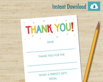 INSTANT DOWNLOAD Printable Birthday Thank You Cards Balloons - Etsy