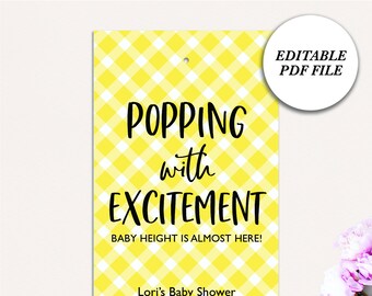 Popping With Excitement Tags EDITABLE Popcorn Favor Tag Baby | Etsy