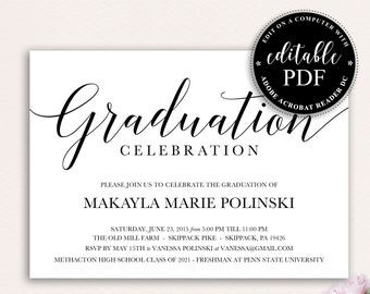 Music Theme Graduation Party Invitation Template 5x7 Digital - Etsy