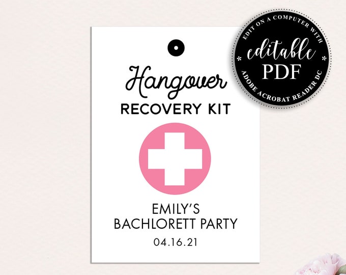 Bachelorette Recovery Kit, Recovery Kit Tag, Hangover Recovery Kit ...