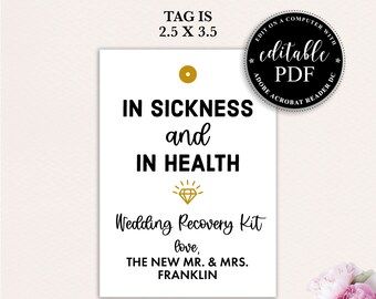 PRINTABLE Hangover Kit in Sickness in Health Advil Tags - Etsy