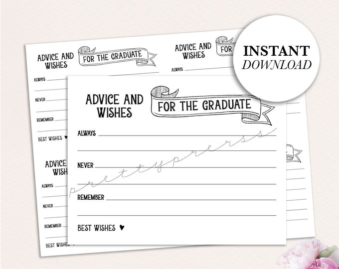 Graduation Advice Cards Print Advice for Graduate Chalkboard - Etsy