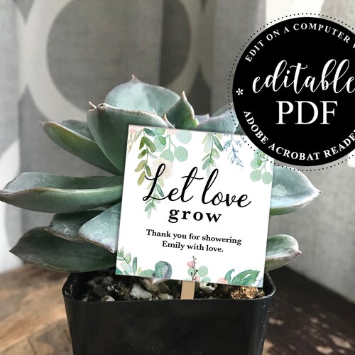 Let Love Grow Tags Printable Let Love Grow Tag Template - Etsy