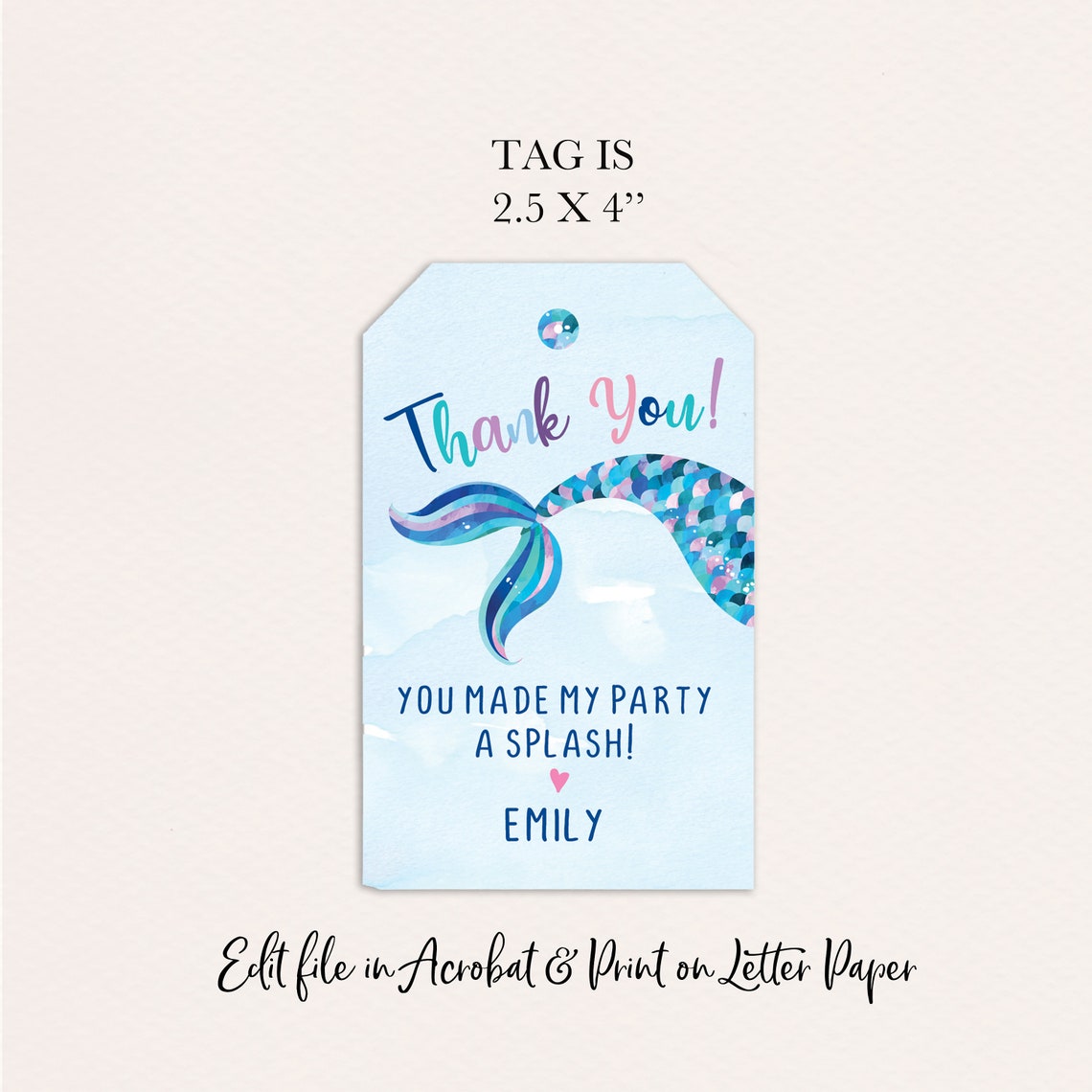 Mermaid Party Favors Mermaid Birthday Party Printable Favor - Etsy