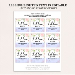 Printable Plant Tag, Let Love Grow Tag, Wedding Favor Tag, Let Love ...