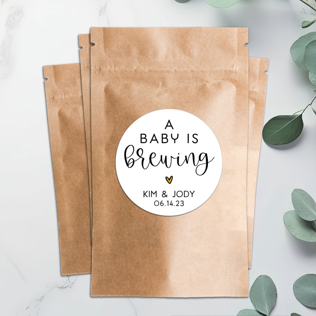 A Baby is Brewing Stickers, Baby Shower Tea Sticker, Baby Shower Coffee ...
