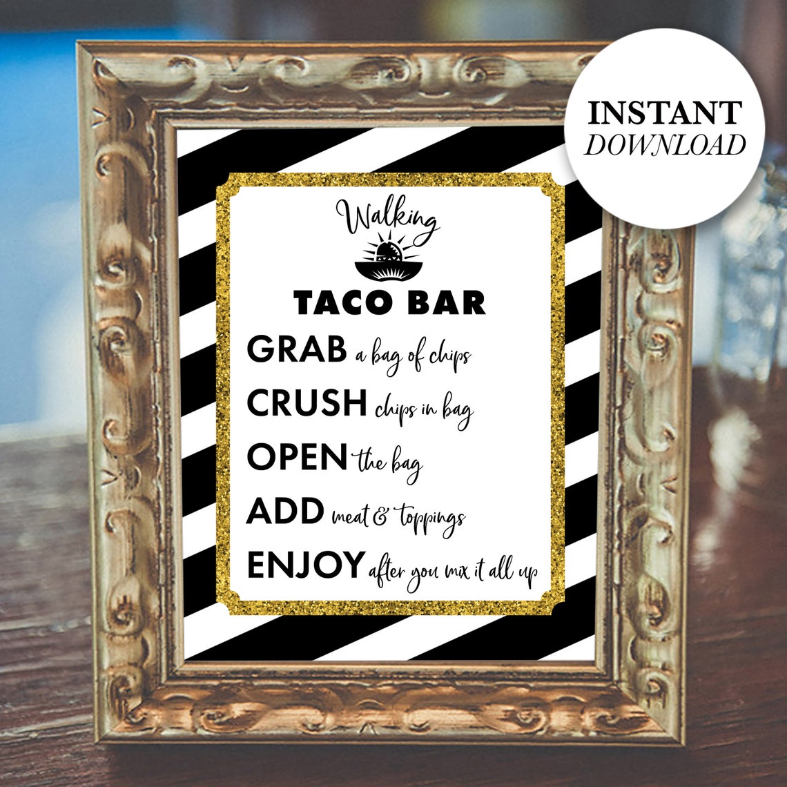 Walking Taco Sign Printable Walking Taco Bar Sign Printable | Etsy