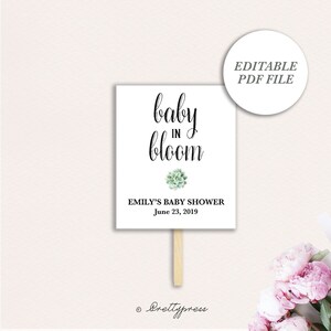 Baby in Bloom Succulent Tags, Baby in Bloom Tag Template, EDITABLE ...