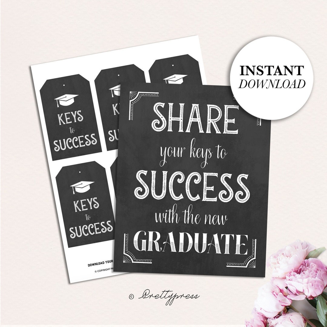 Keys to Success Graduation Sign, Chalkboard Style (digital Download) - Etsy