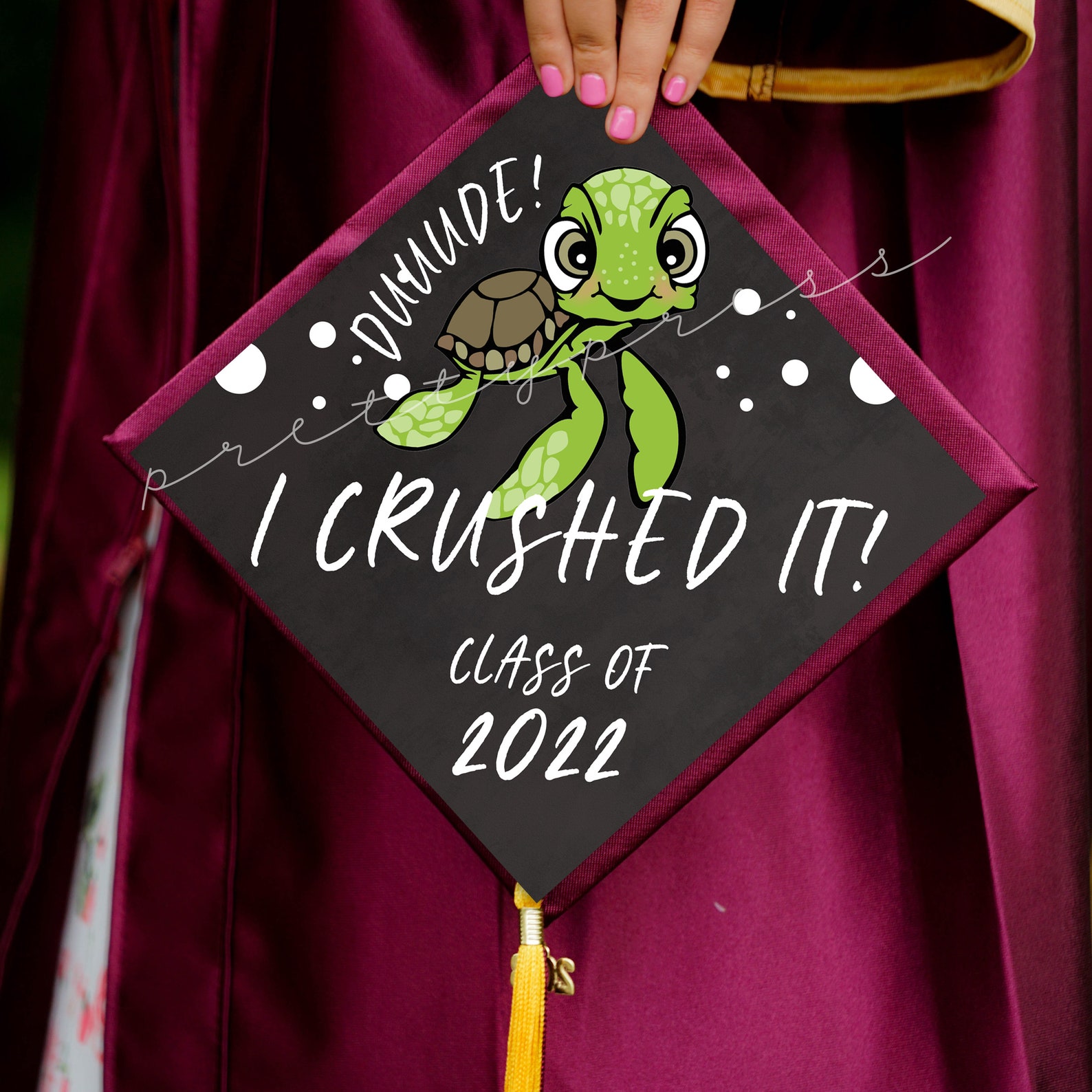 I Crushed It Printable Grad Cap Topper DIY Graduation Cap - Etsy