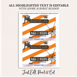 Halloween Treat Bag Toppers, Treat Bag Toppers, Bugs and Kisses Topper ...