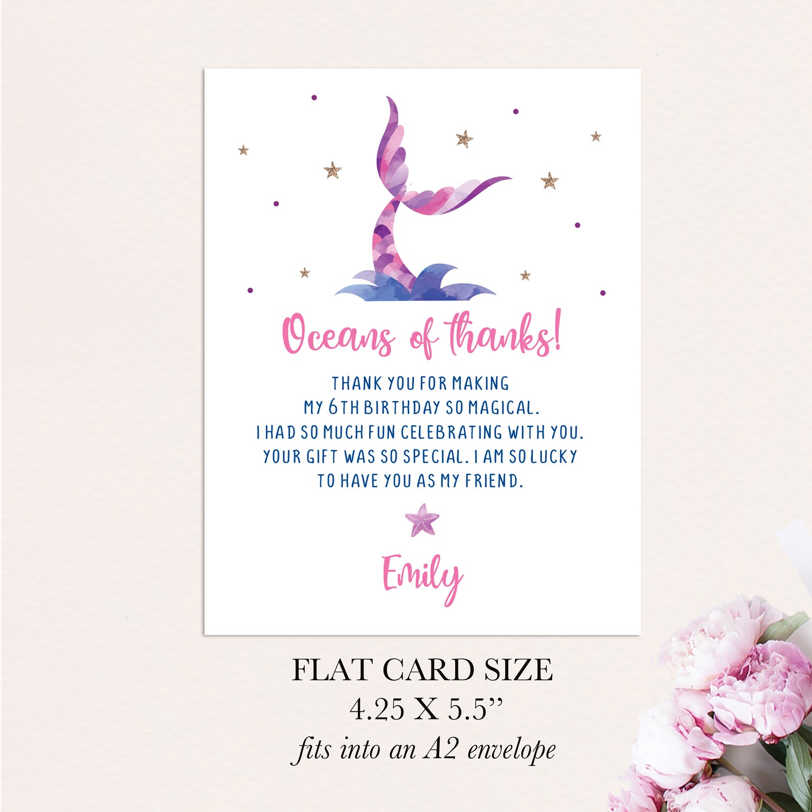 Mermaid Printable Mermaid Thank You Cards Editable Thank You | Etsy