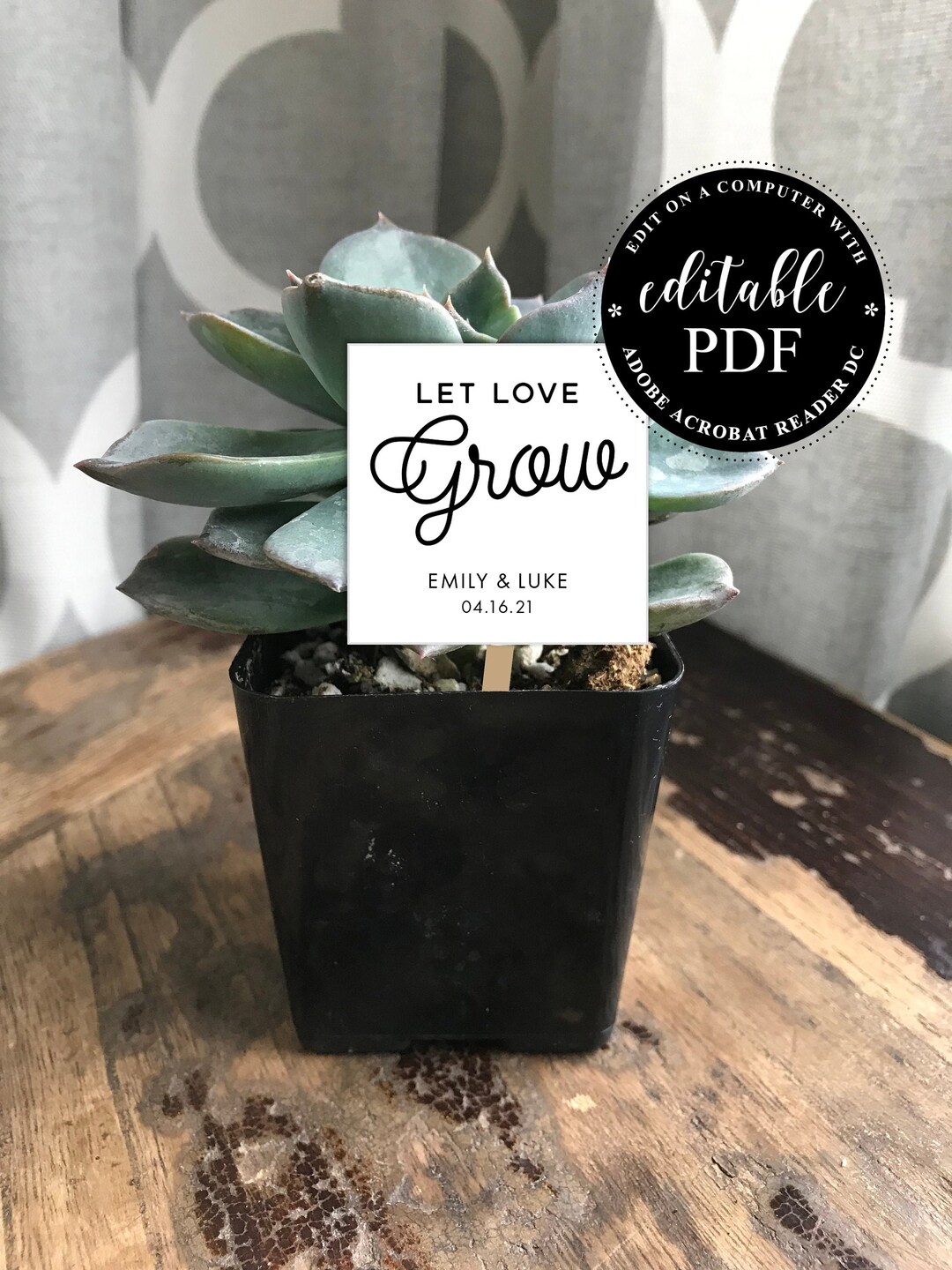 Let Love Grow Tags, Plant Tags for Wedding Favor, Printable Favor Tag ...