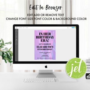 In Her Birthday Era Party Invitation, Era's Birthday Party, Girls ...