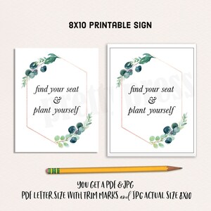 DIY Place Cards Sign Template, Find Your Table Template 8x10, Succulent ...