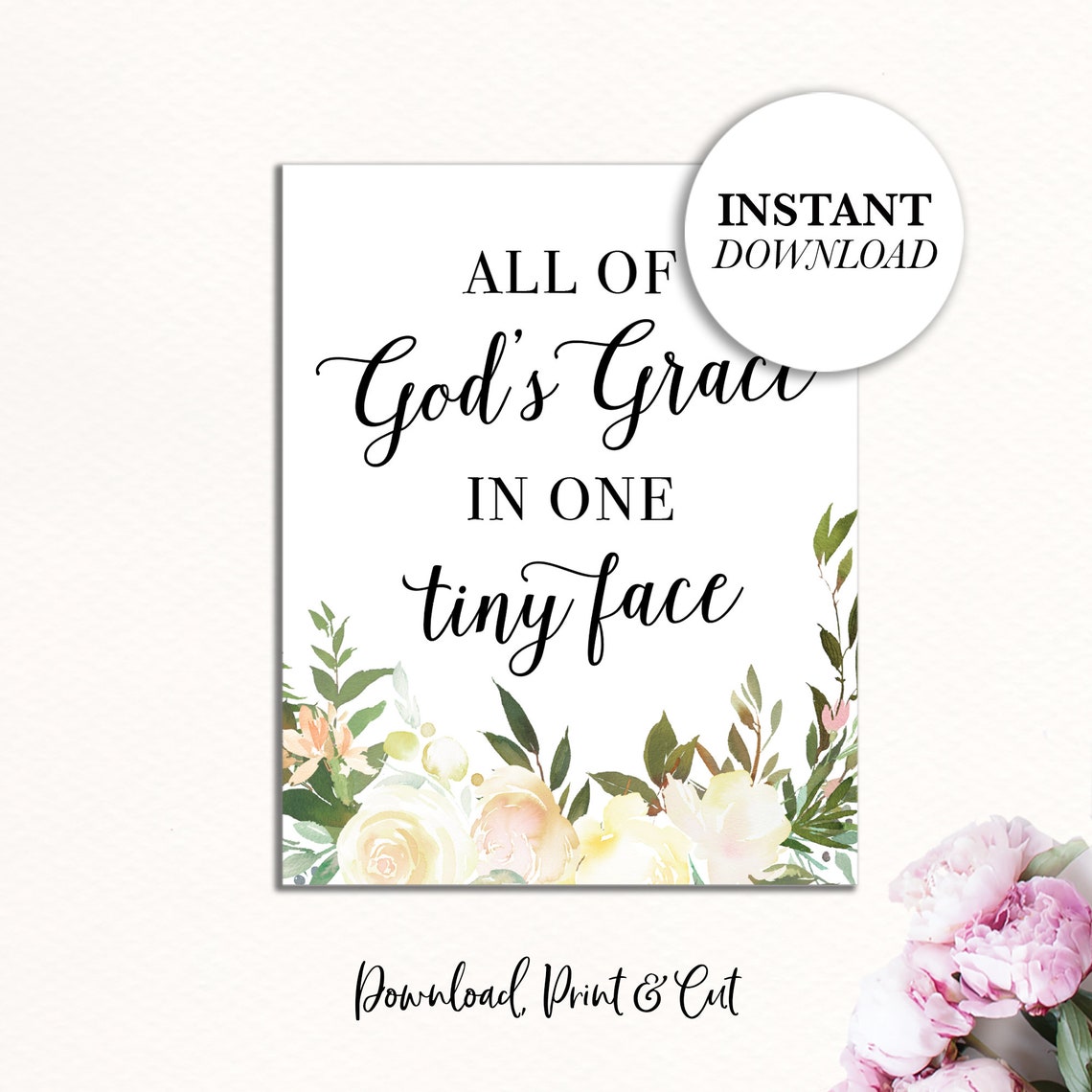 All of gods grace in one tiny face sign Baptism Sign | Etsy