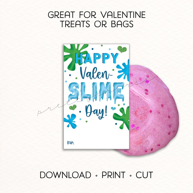 Slime Valentine Printable Slime Valentine Card or Tag | Etsy