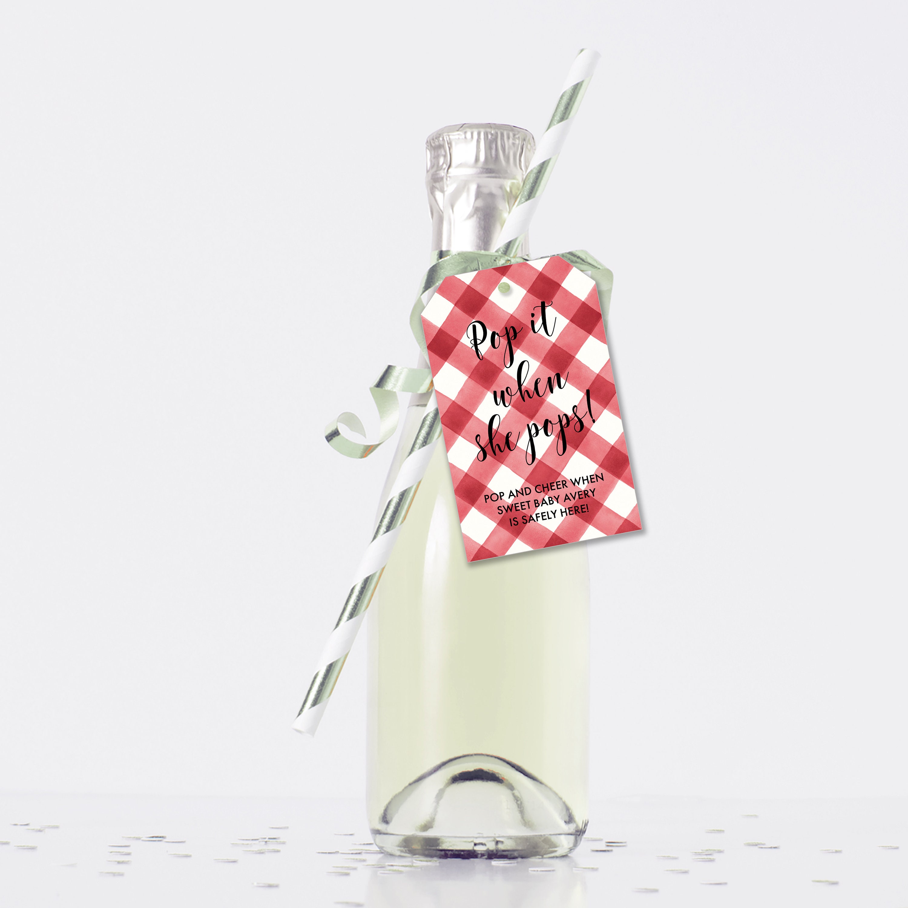 Pop It When She Pops Tags Printable, Champagne Baby Shower Favor Tags ...
