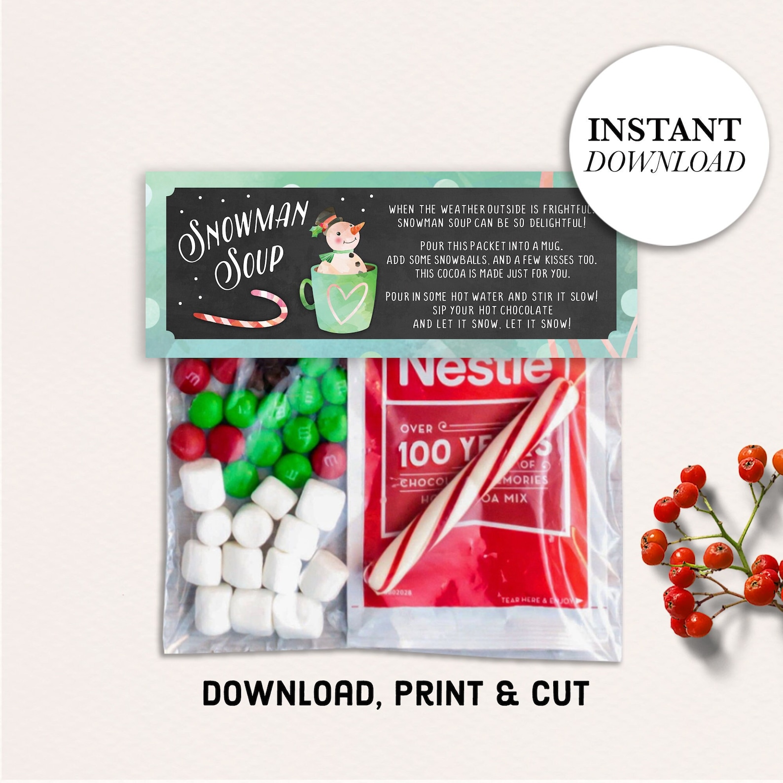 Snowman Soup Bag Topper Holiday Treat Bag Toppers Printable - Etsy