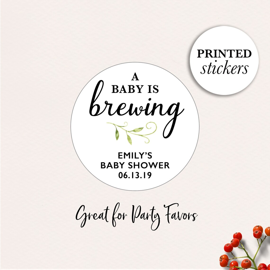 Baby Shower Coffee Cup Stickers Round A Baby is Brewing | Etsy