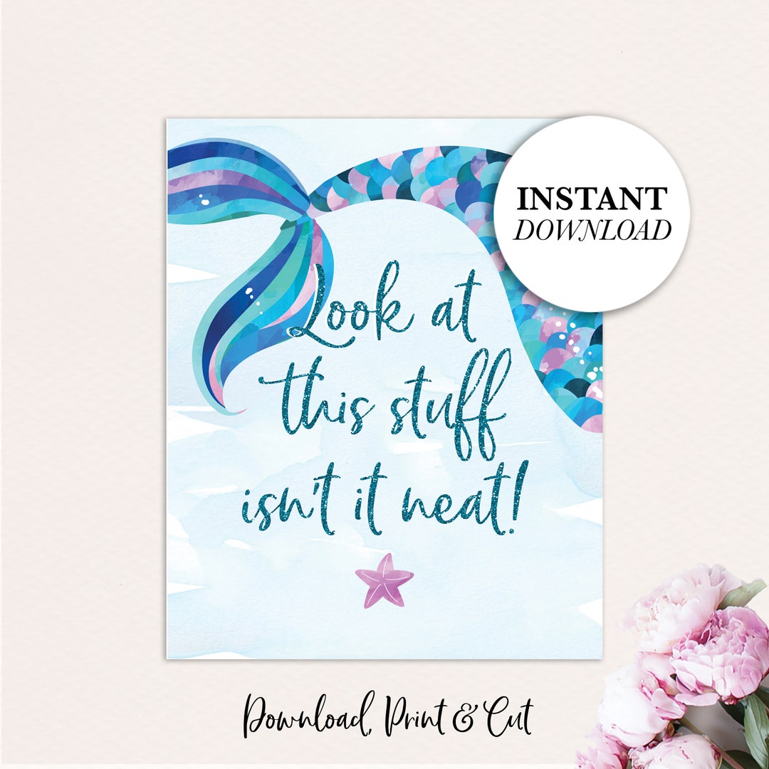 Mermaid Party Sign, Printable Mermaid Birthday Party Decorations ...