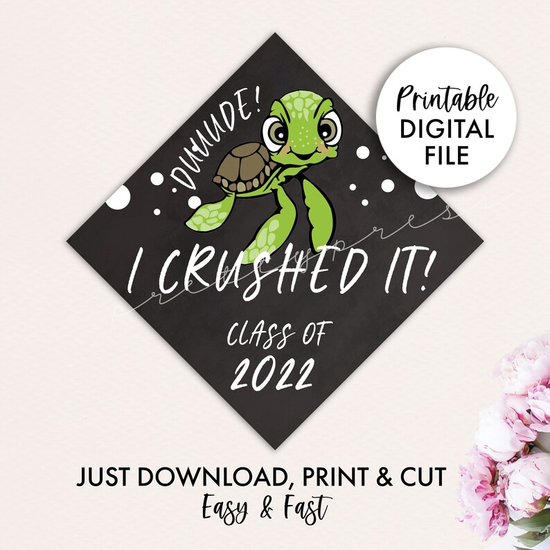 I Crushed It Printable Grad Cap Topper DIY Graduation Cap - Etsy