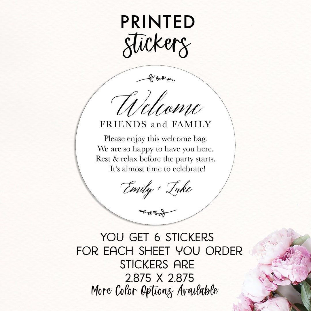 Welcome Bags Stickers, Personalized Wedding Welcome Label, Wedding ...
