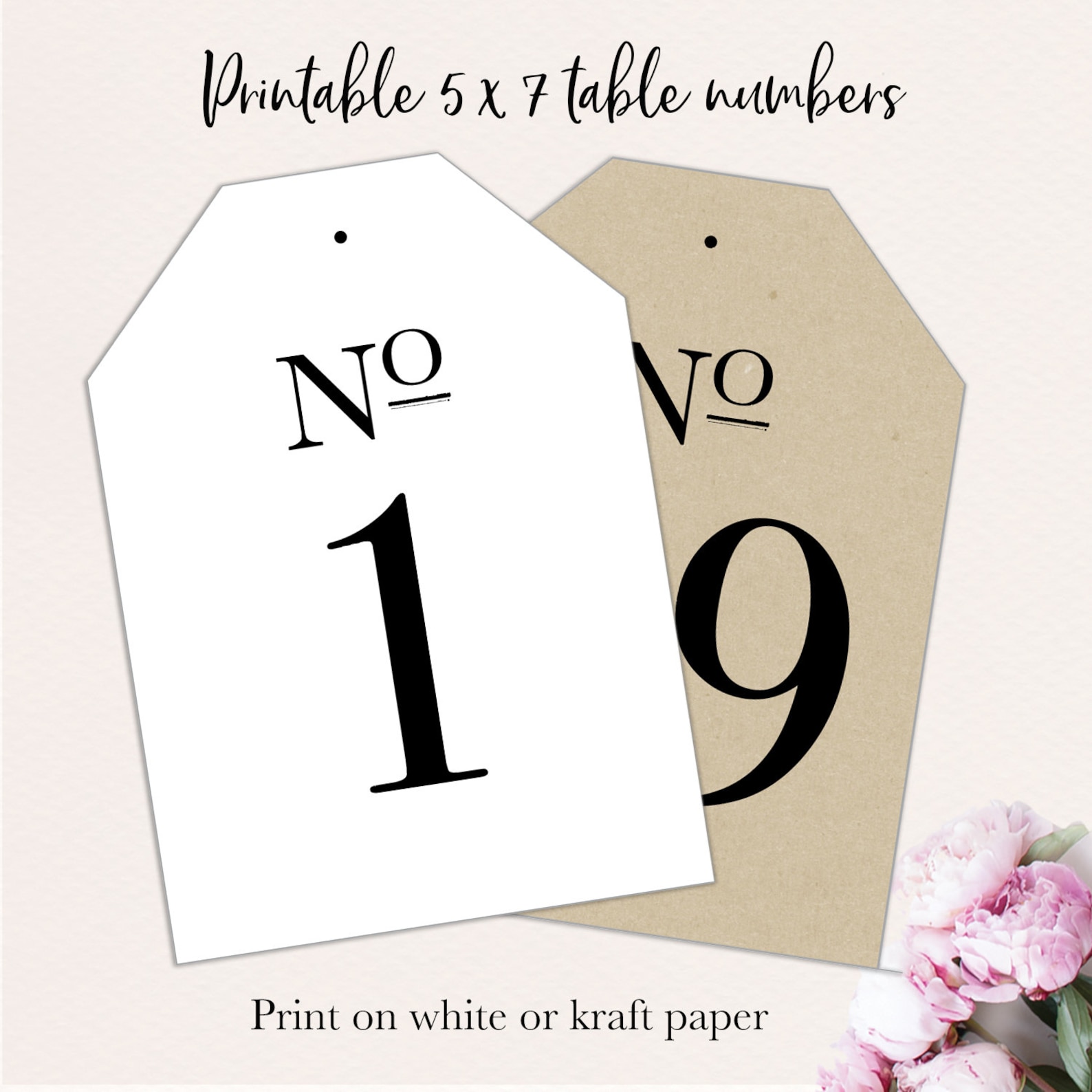 Table Number Tags Printable Wedding Table Numbers Instant | Etsy
