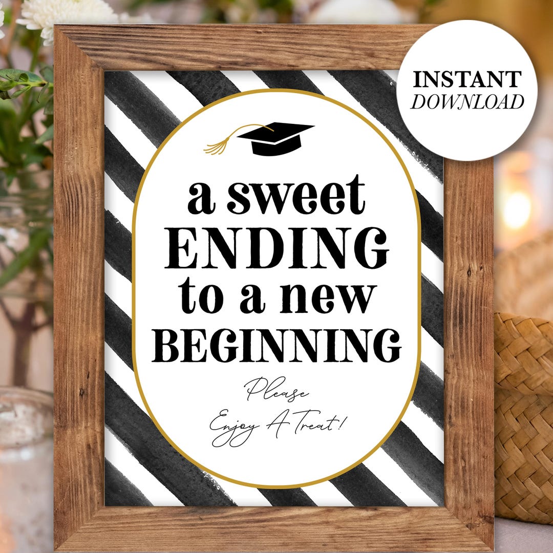 Black and Gold Graduation Candy Bar Treat Sign Template, Printable ...
