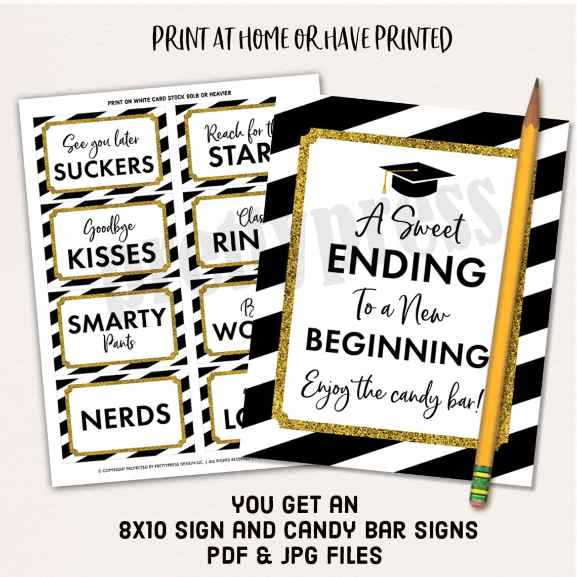 Graduation Candy Signs, Graduation Party Decor, Grad Candy Bar, Black ...