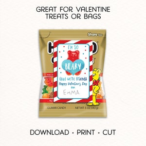 Gummy Bear Valentine, Gummy Bear Valentine's Day Printable, Printable ...