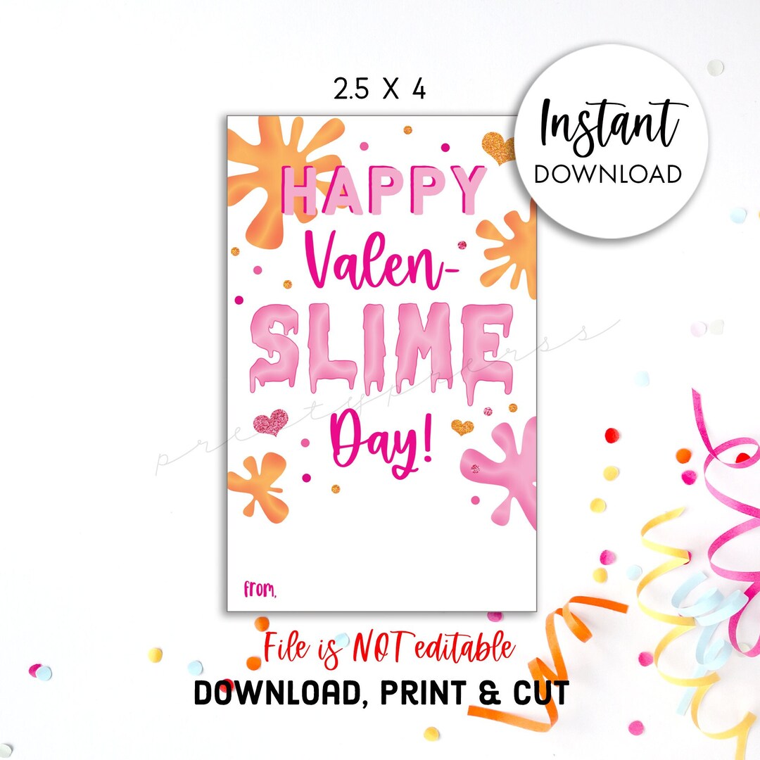 Slime Valentine, Printable Slime Valentine Card or Tag, Printable ...