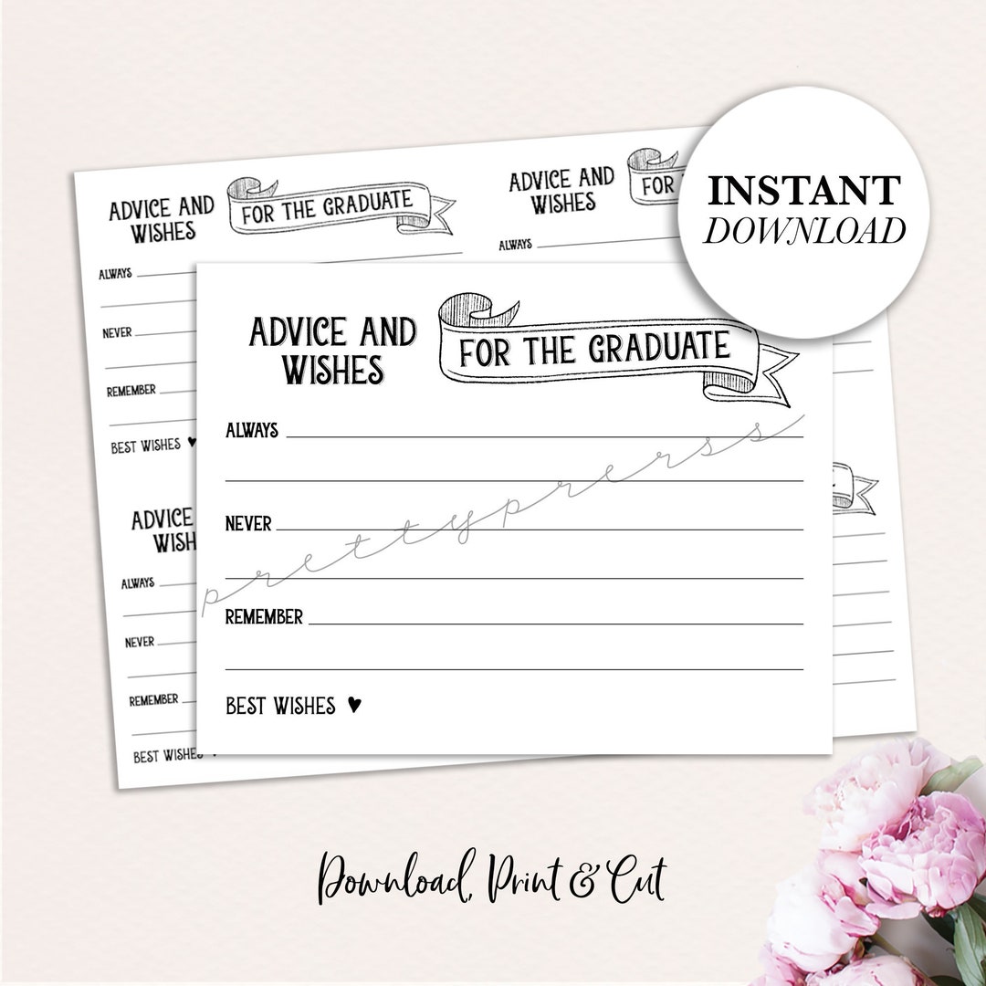 Graduation Advice Cards Print, Advice for Graduate, Chalkboard ...