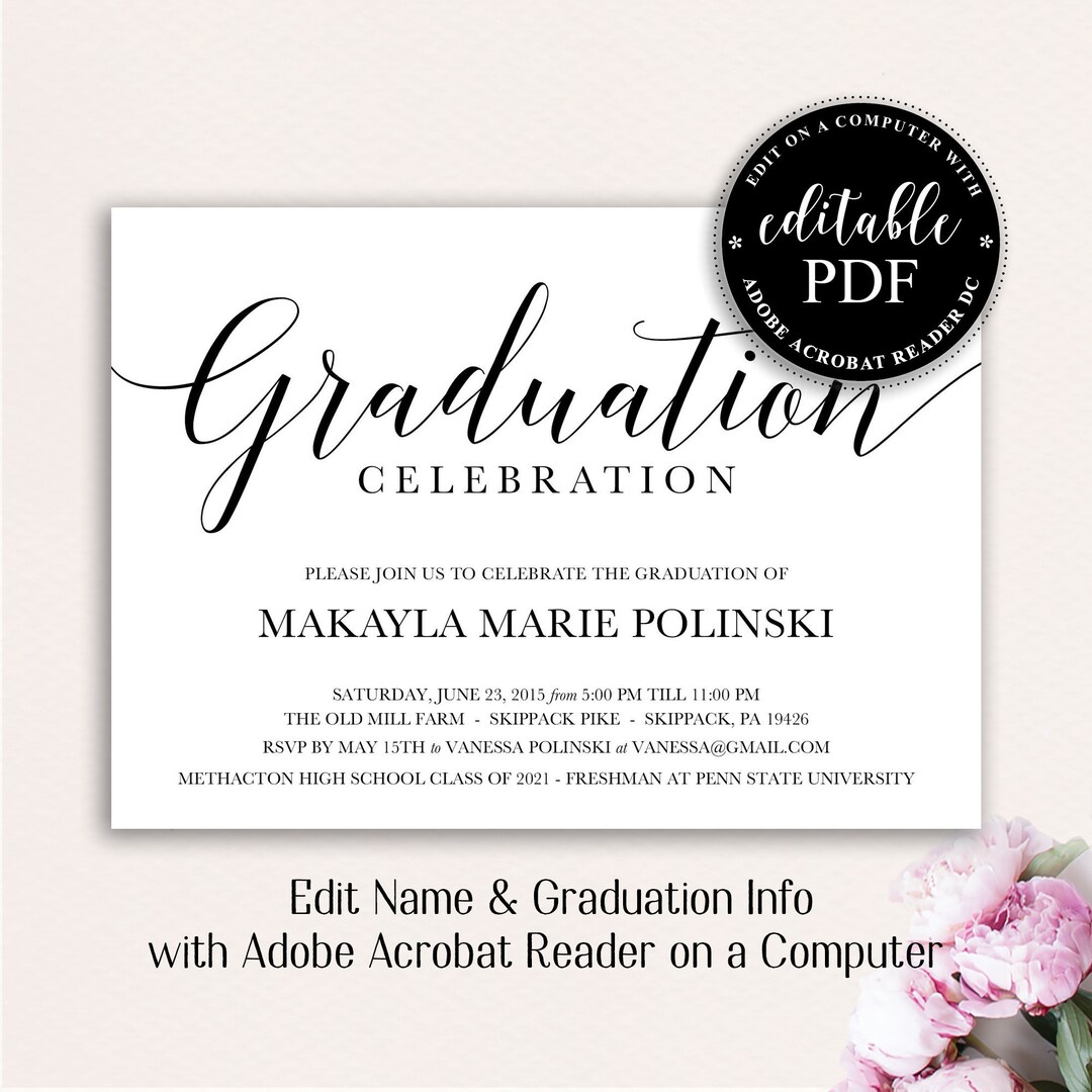 Editable Graduation Invite, 2021 Graduation Invitation, Instant ...