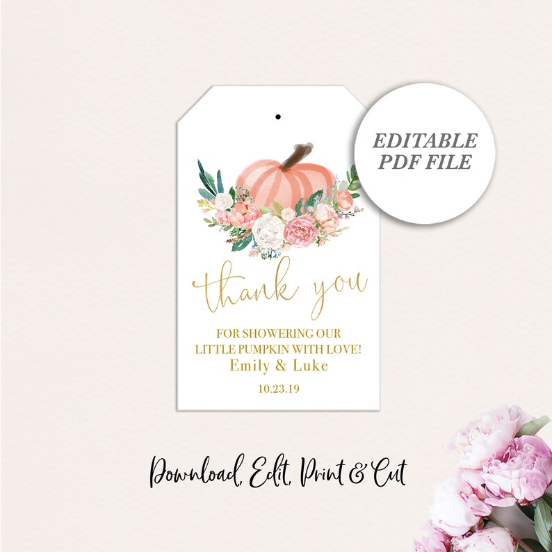 Fall Baby Shower Favor Tags Printable Little Pumpkin Favor - Etsy