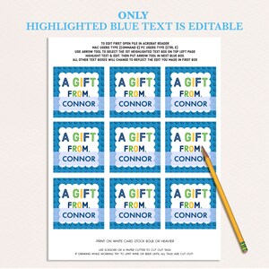 Boy Gift Tags, Blue Building Blocks Gift Enclosure Cards, Editable Gift ...