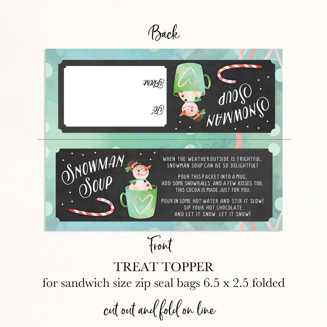 Snowman Soup Bag Topper Holiday Treat Bag Toppers Printable - Etsy