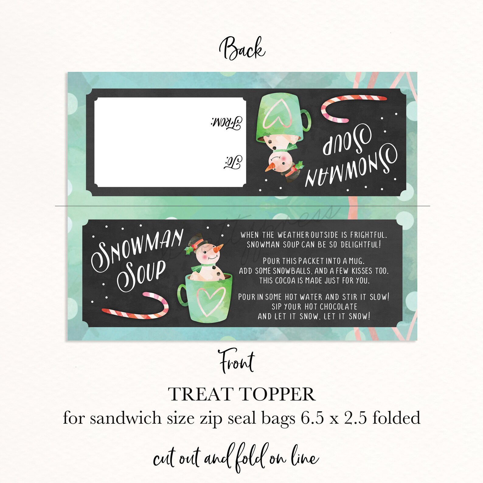 Snowman Soup Bag Topper Holiday Treat Bag Toppers Printable - Etsy