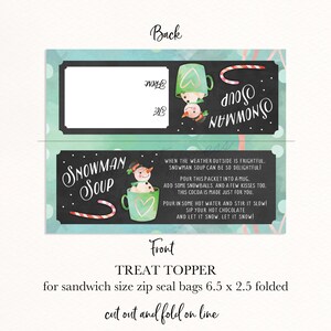 Snowman Soup Bag Topper, Holiday Treat Bag Toppers, Printable Snowman ...