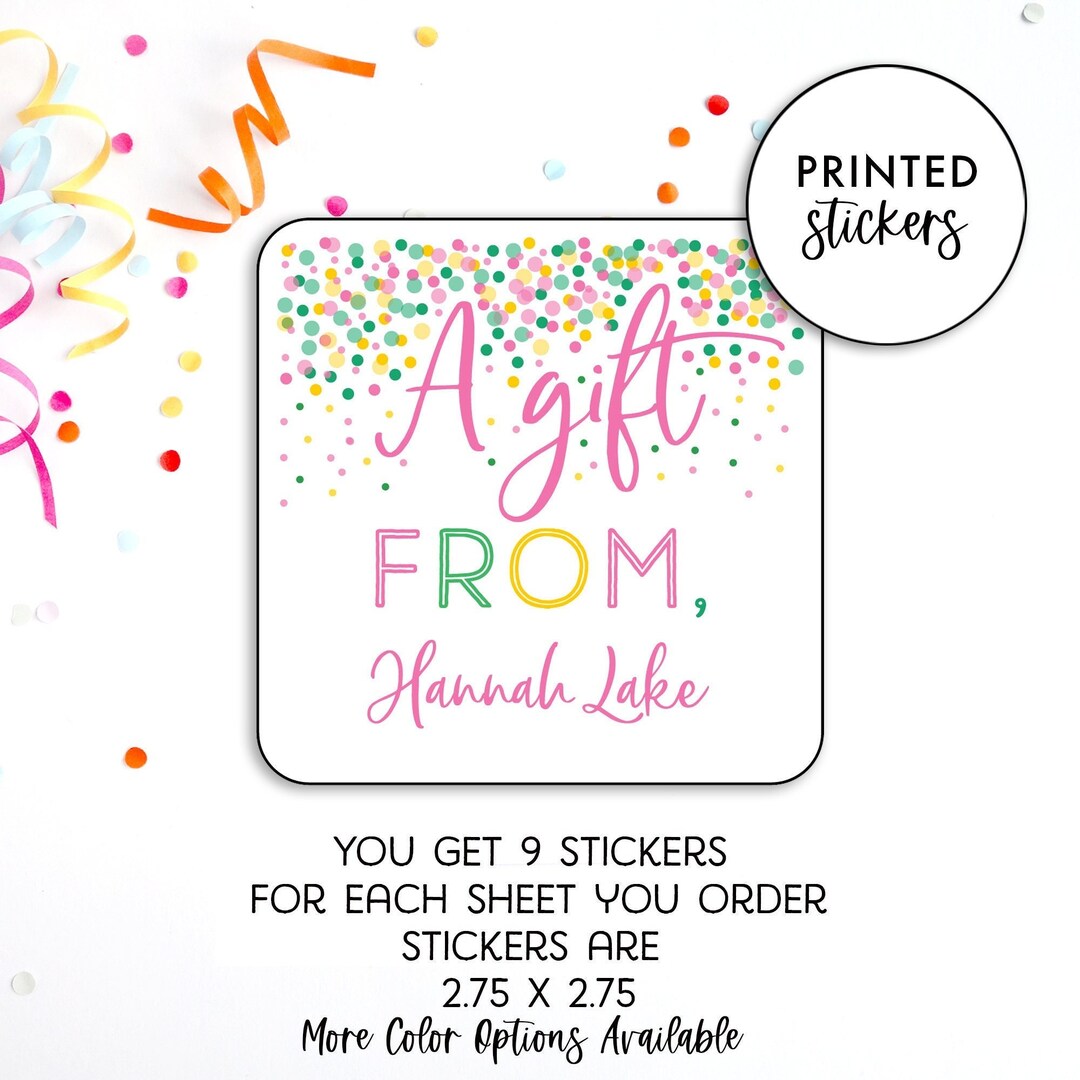 Gift Stickers Personalized, Girl Gift Stickers, Printed Birthday ...