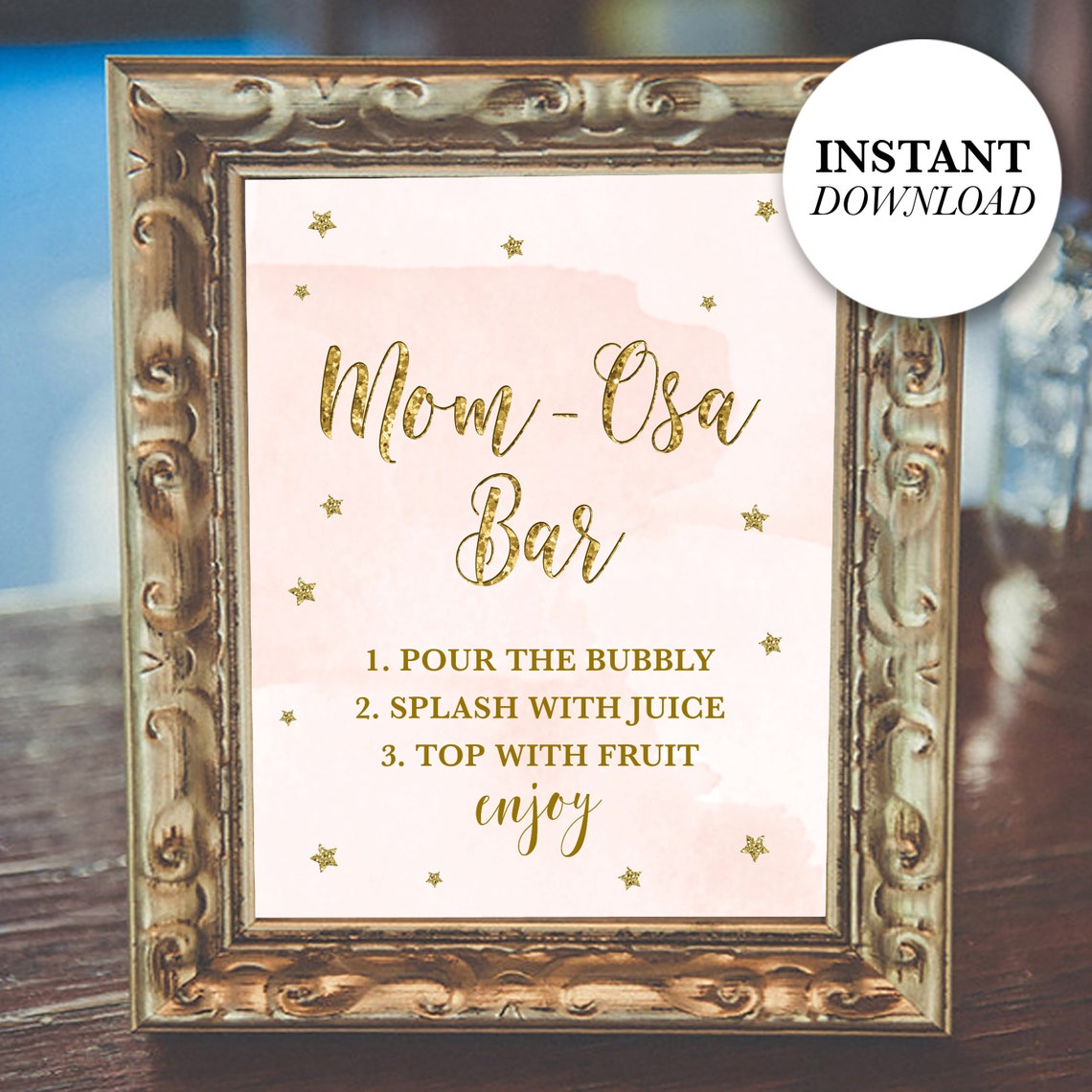Momosa Bar Sign Mimosa Bar Sign INSTANT DOWNLOAD Sign Pink - Etsy